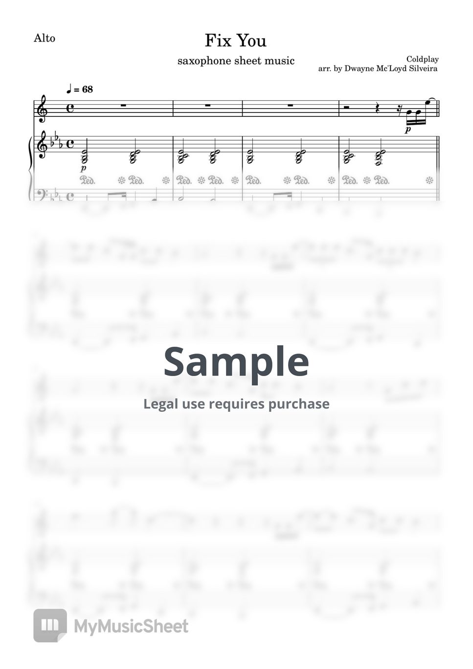 Coldplay - Fix You (original key) Sheets by Dwayne Mc'Loyd Silveira