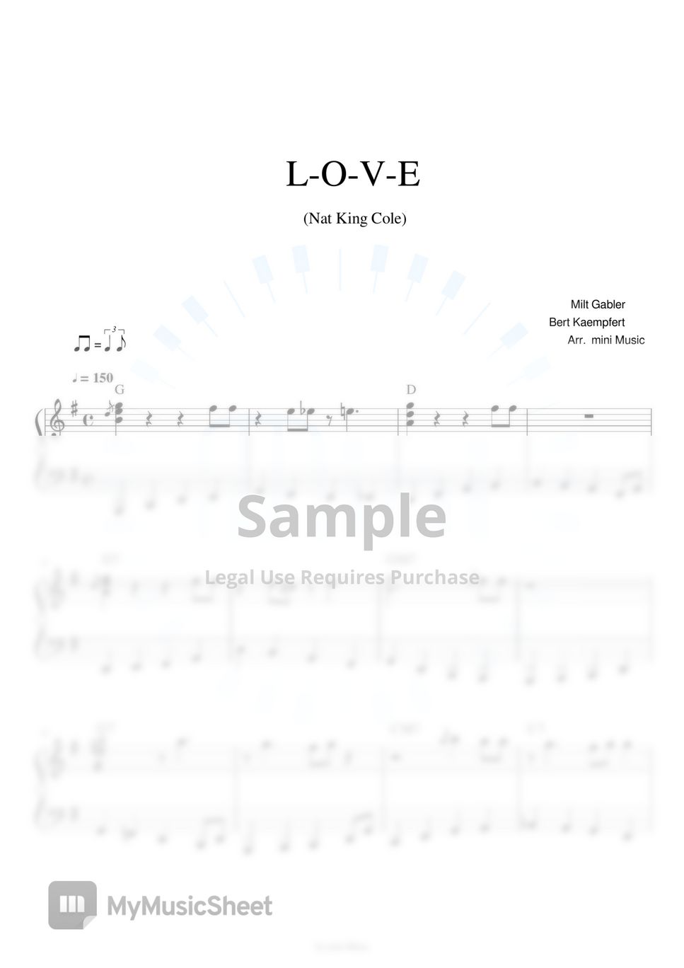 Nat King Cole - L.O.V.E (러브) (Walking Bass) 악보 by mini Music