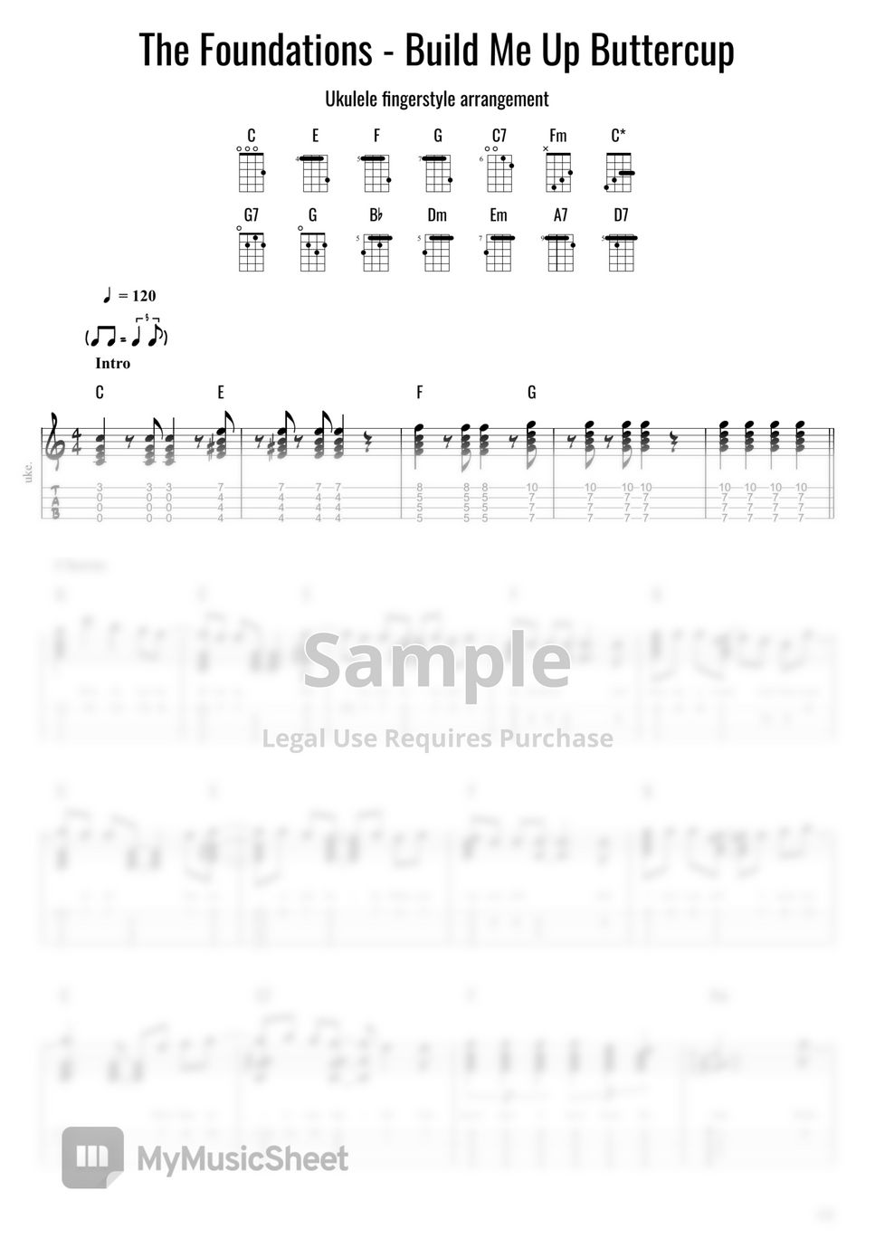 The Foundations - Build Me Up Buttercup (Fingerstyle) 악보 by Vasko ...