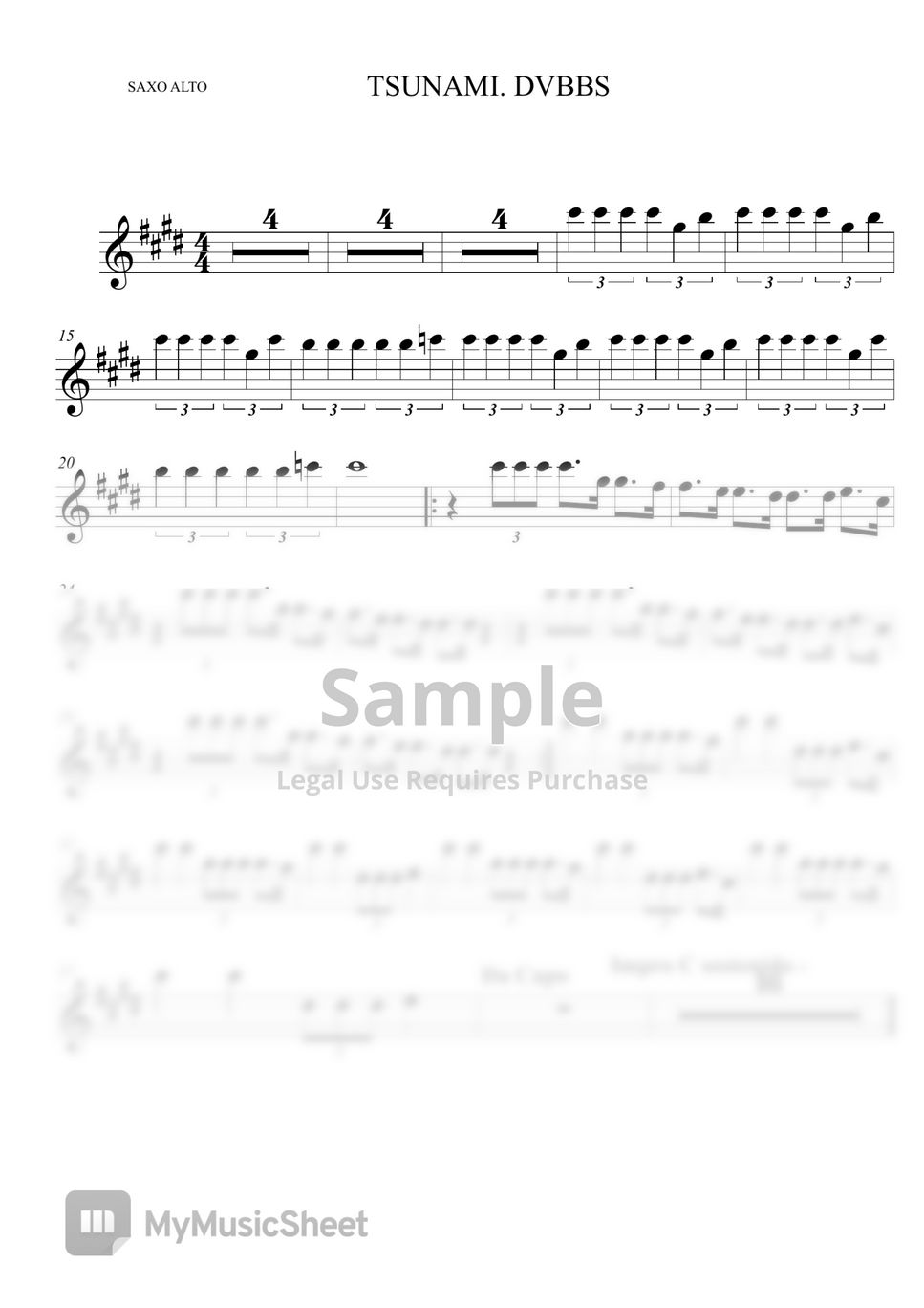 Tsunami - DVBBS, Borgeous (Alto Sax) Sheet Music by Ismael Dorado