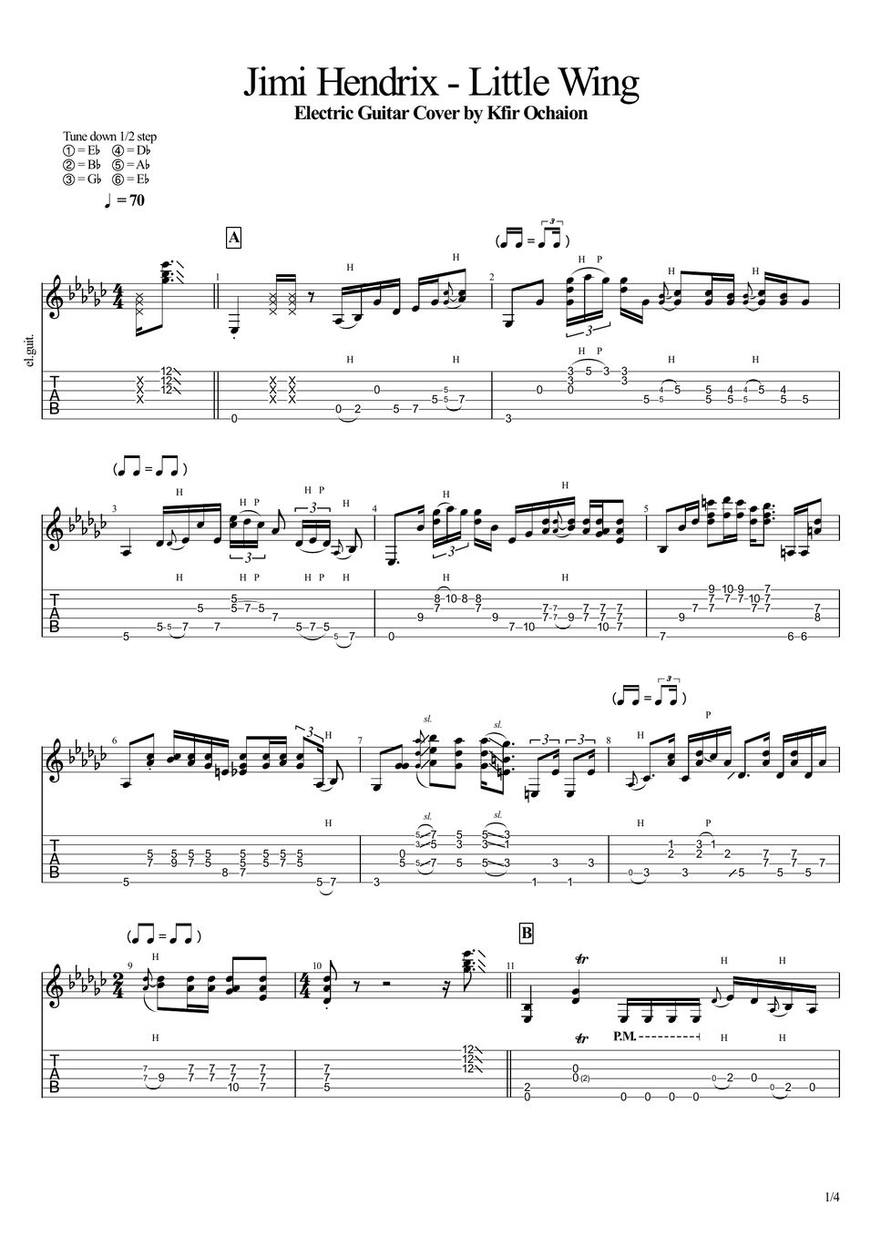 Jimi Hendrix - Little Wing TAB by Kfir Ochaion