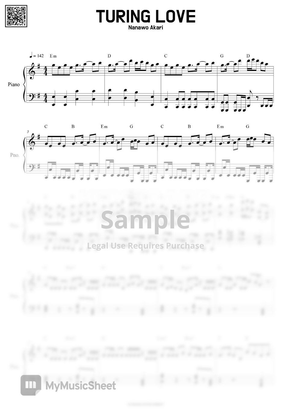 Nanawo Akari (나나오 아카리) - Turing Love (튜링 러브) 악보 by KEYBOARD ENTERTAINMENT