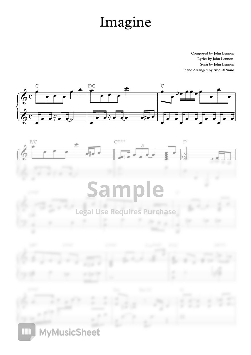 John Lennon - Imagine I piano cover Sheets