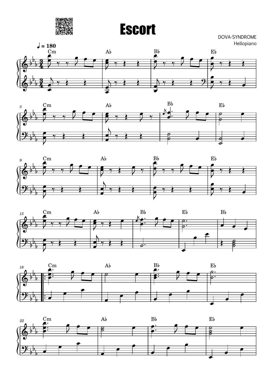 dova-syndrome - escort 楽譜 by hellopiano