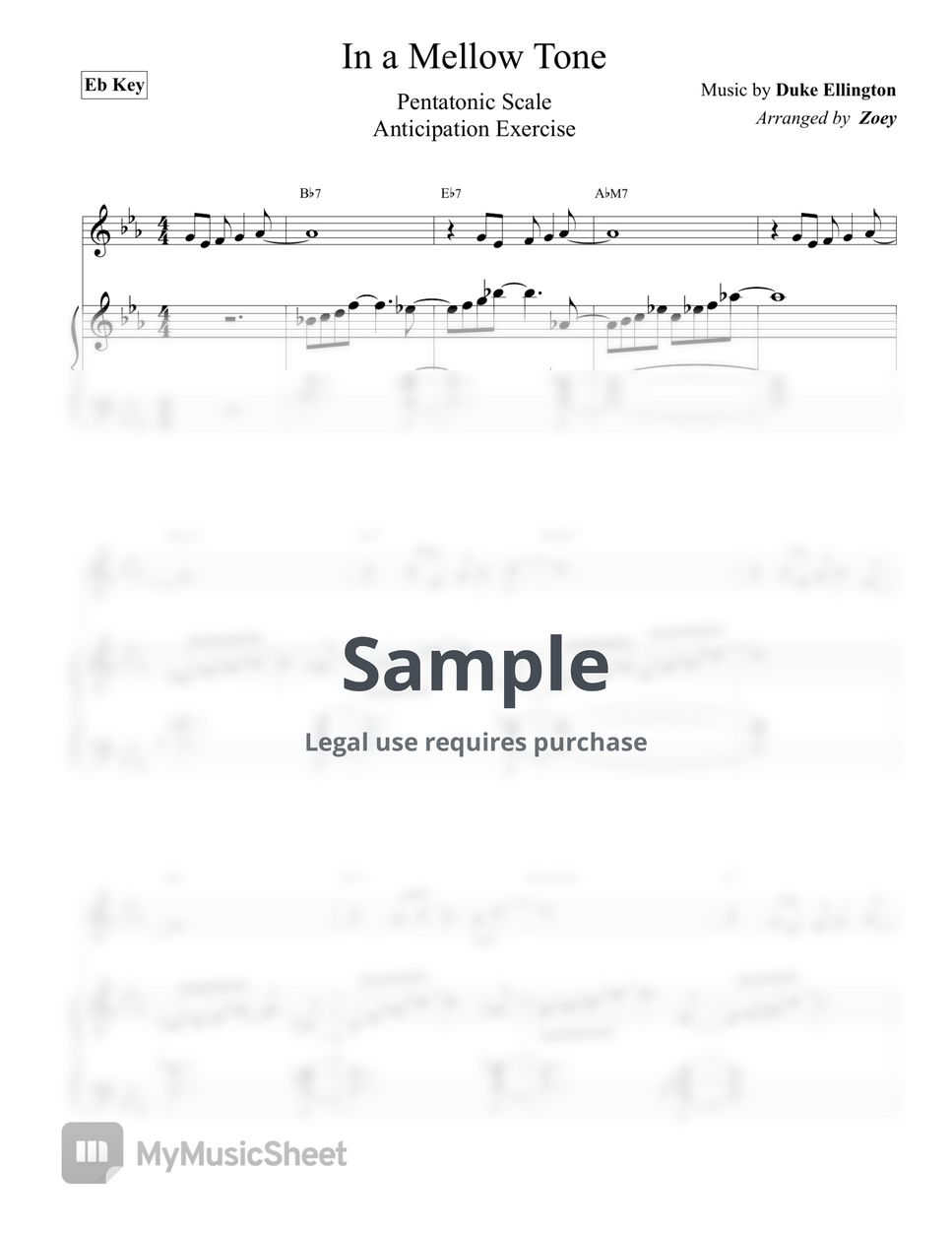 Duke Ellington - In a Mellow Tone Partition musicale by Zoey