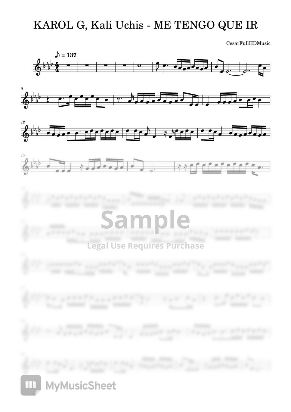 KAROL G, Kali Uchis - ME TENGO QUE IR Sheet Music