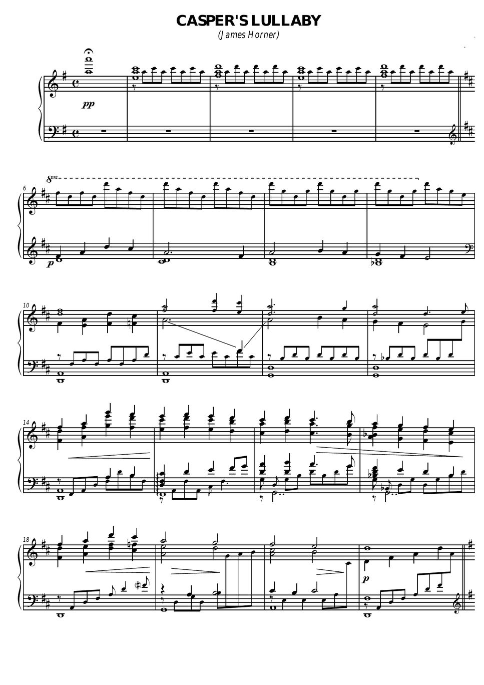 Casper's Lullaby (James Horner) OST Sheet