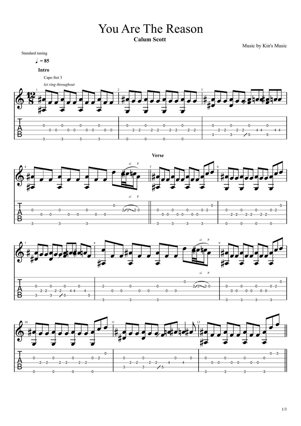 Calum Scott - You Are The Reason Easy Guitar Fingerstyle For Beginner ...