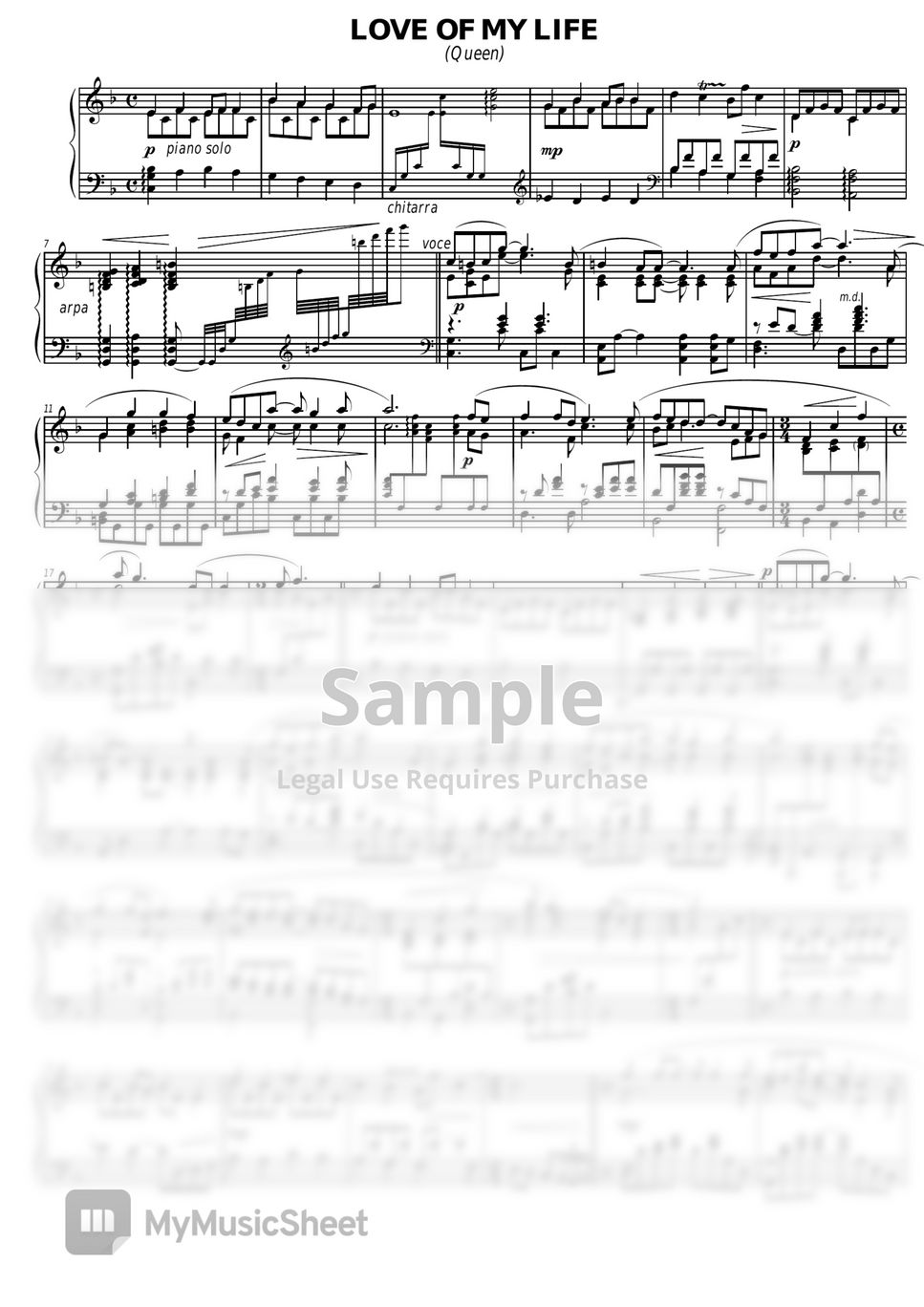 Queen - Love of my life Sheet Music