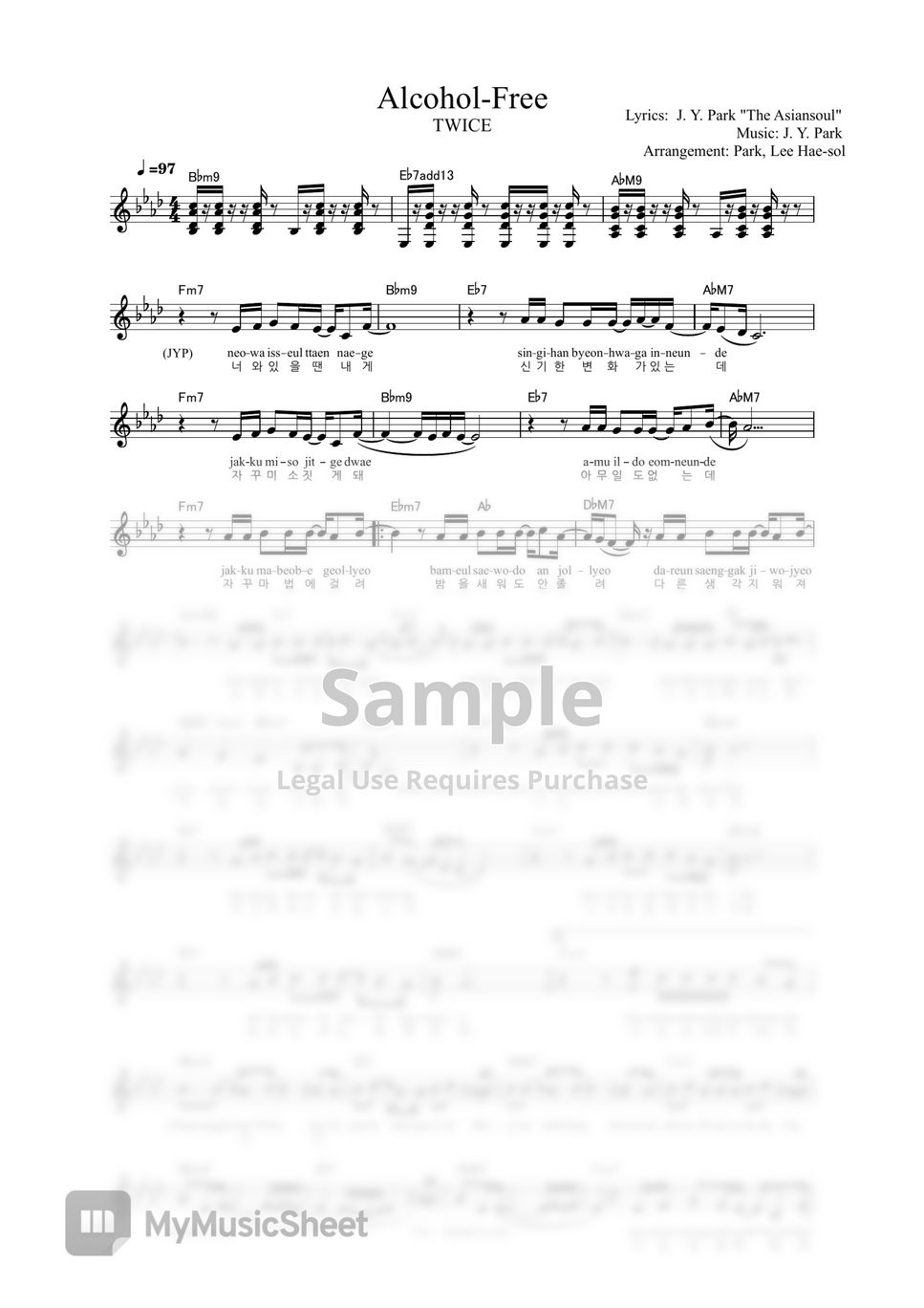 TWICE - Alcohol-Free (Melody, Chords & Lyrics) Sheets by Fancy Alcohol