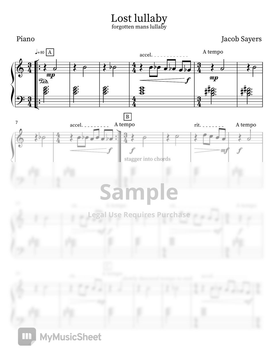 Jacob Sayers - Lost Lullaby Sheet Music