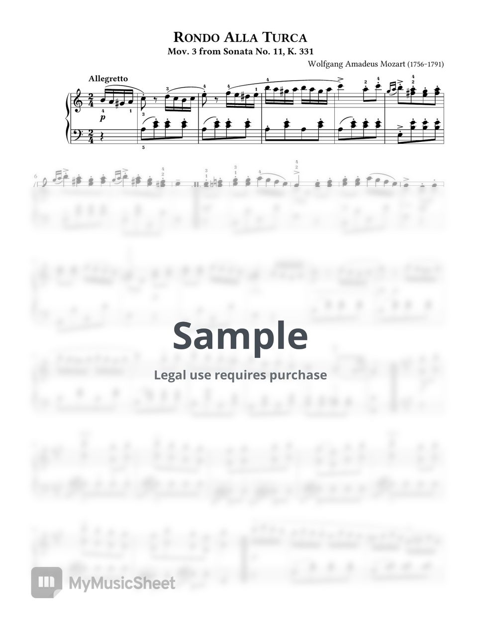 W.A. Mozart - Turkish March (Rondò Alla Turca) Sheets by J4zzman