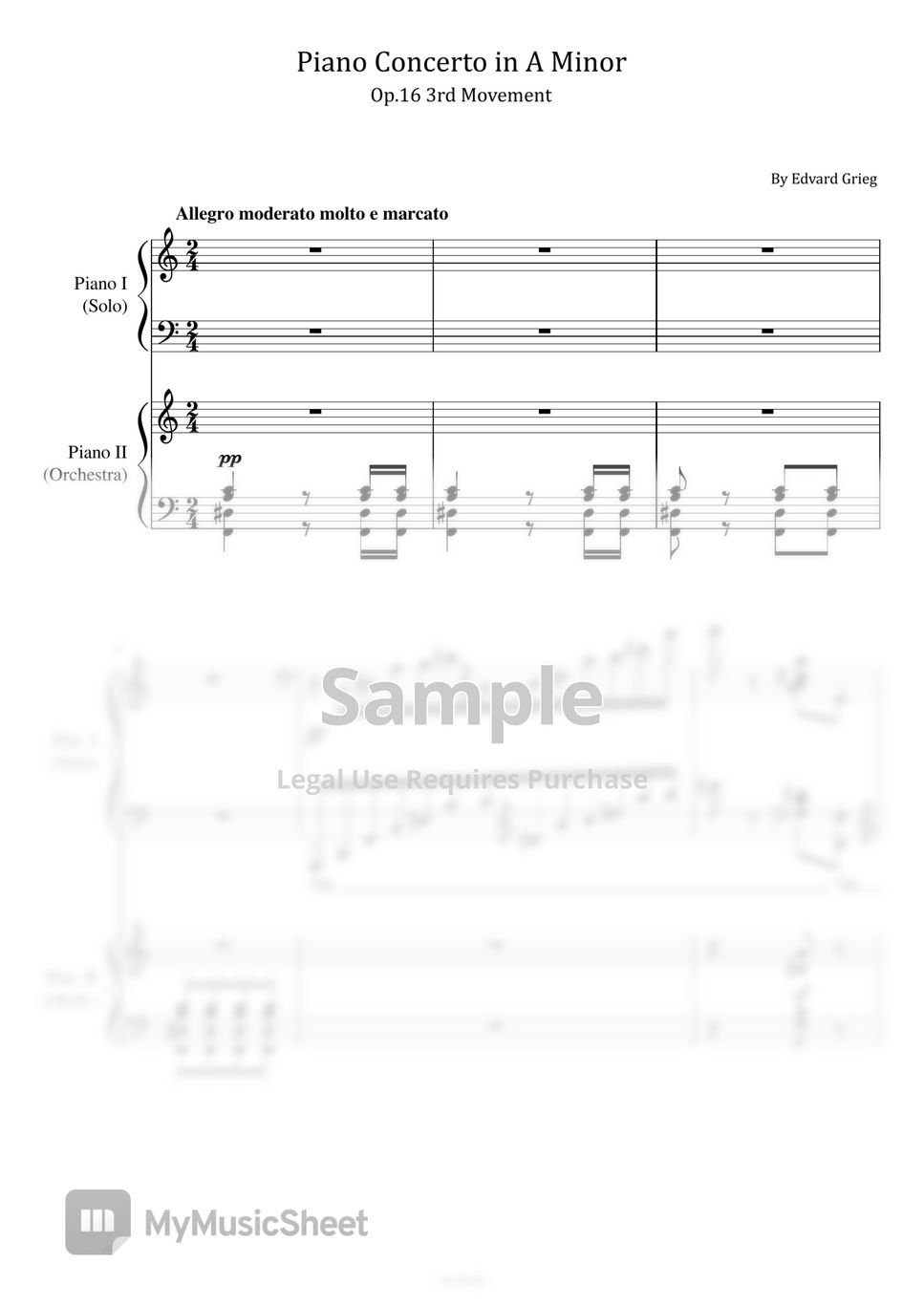 Edvard Grieg - Piano Concerto in A Minor - Op.16 (3rd Movement - For Piano four hands Original ...