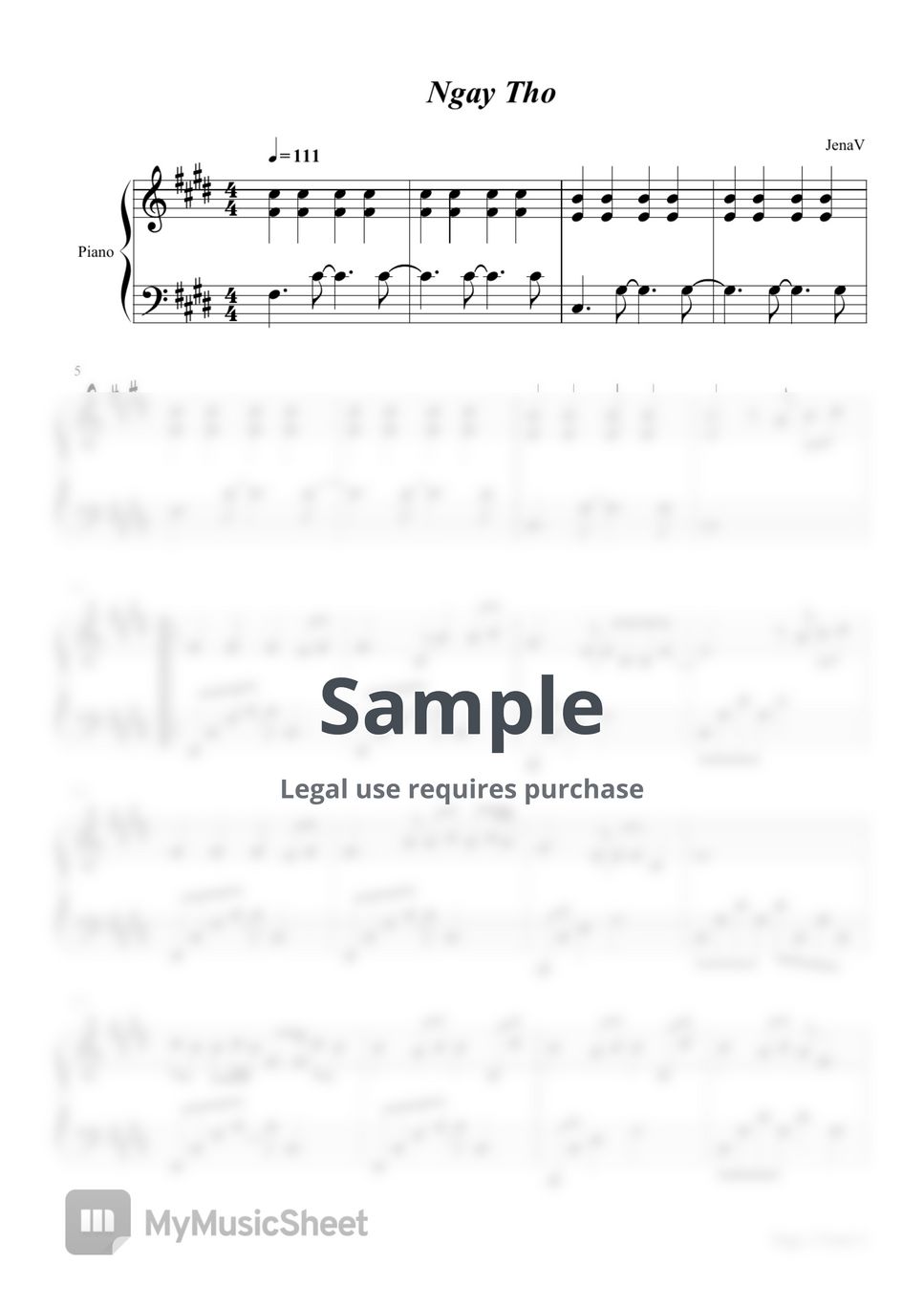 T?ng Duy Tan - Ngay Tho (叹-越南洗脑神曲) Sheet Music by dogemusic