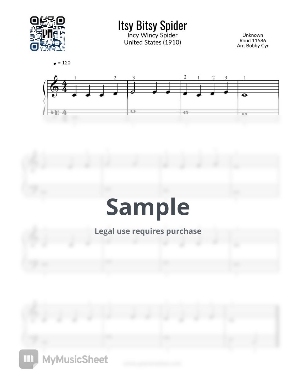 The Itsy Bitsy Spider (Piano Solo) Sheets by Piano Notion