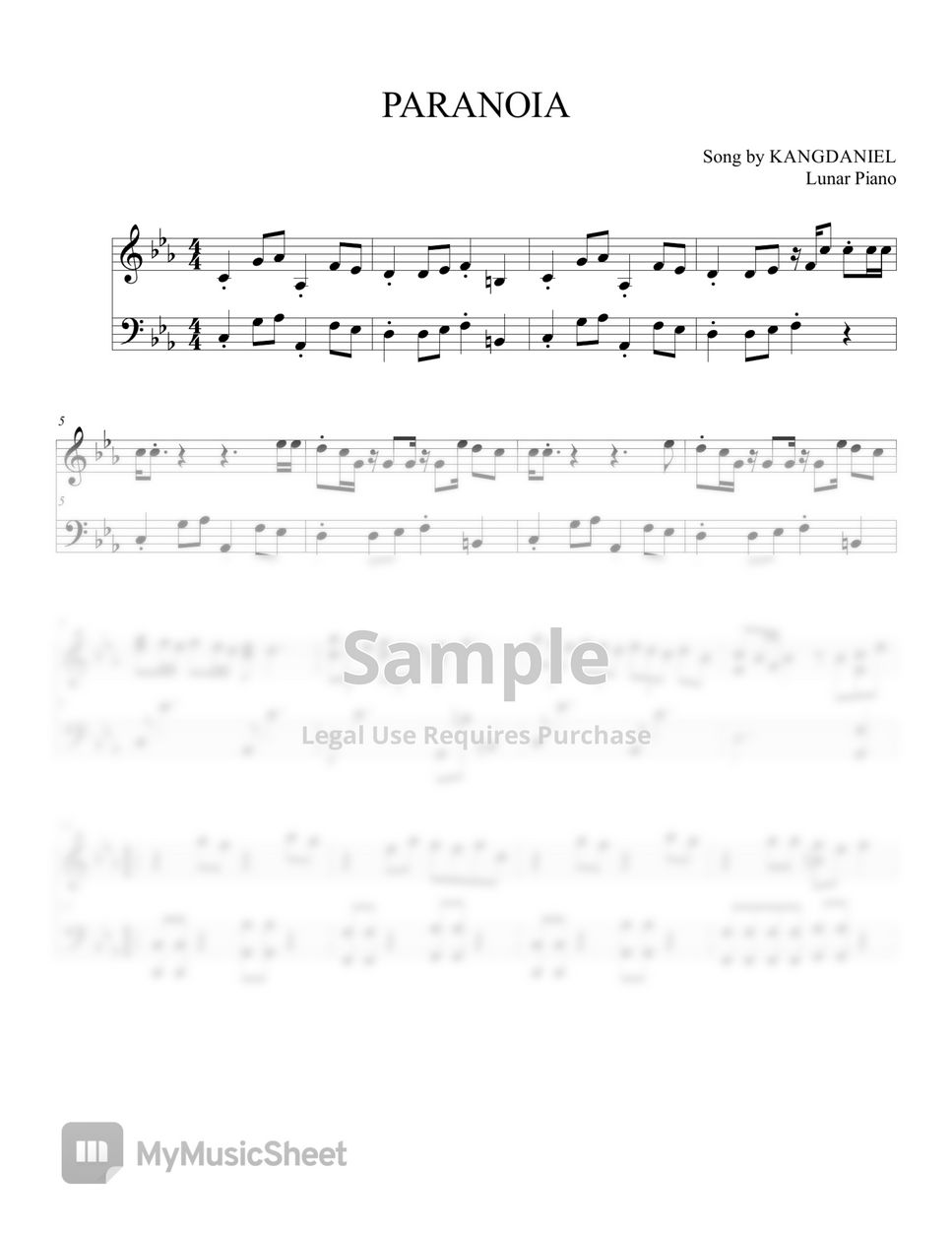 KANGDANIEL - PARANOIA Sheets by Lunar Piano