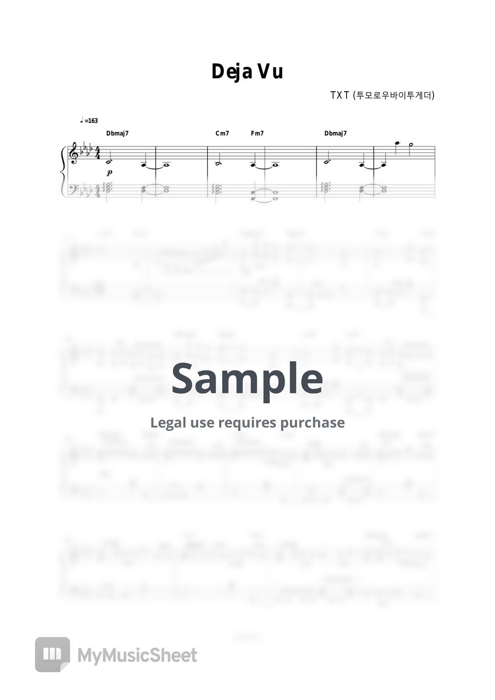 TXT (투모로우바이투게더) - Deja Vu Sheet Music by Dopiano