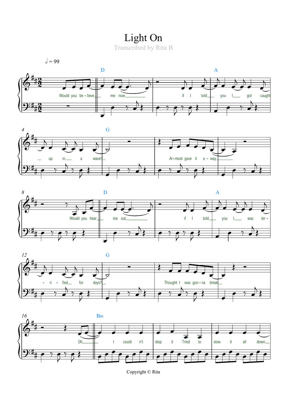 Maggie Rogers - Light On (Lyrics/chords) Sheets by Rita B