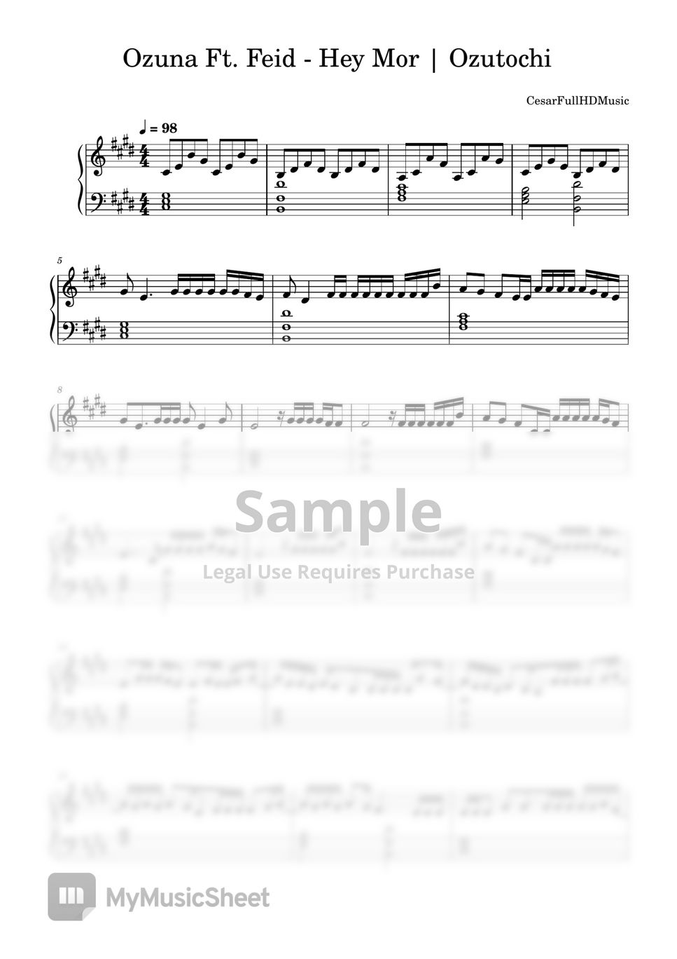 Ozuna Ft. Feid - Hey Mor (Ozutochi) Partitura