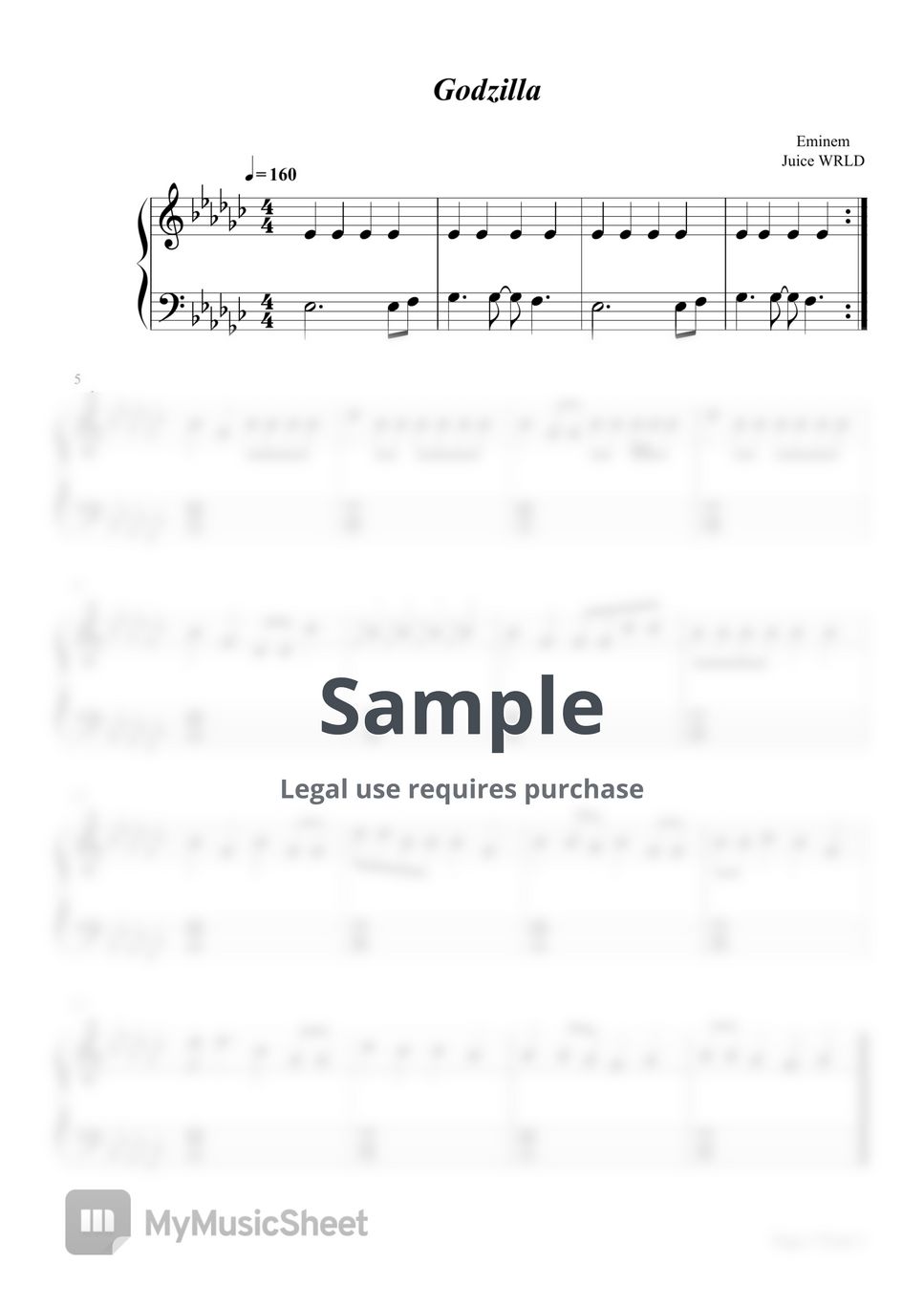 Eminem - Godzilla (Eminem ft Juice Wrld) Sheet Music by Yilun