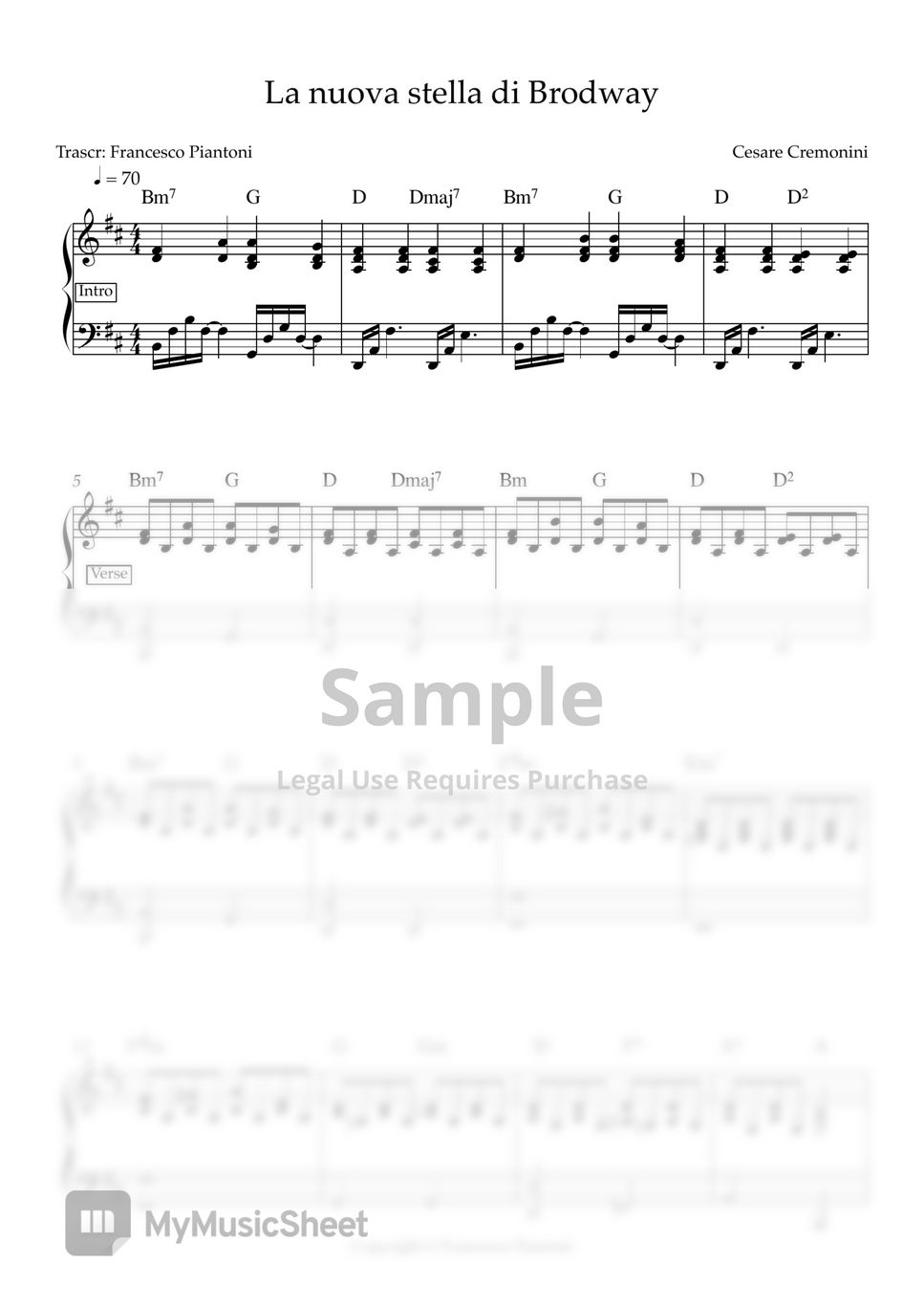 Cesare Cremonini - La nuova stella di Brodway (spartito pianoforte ...