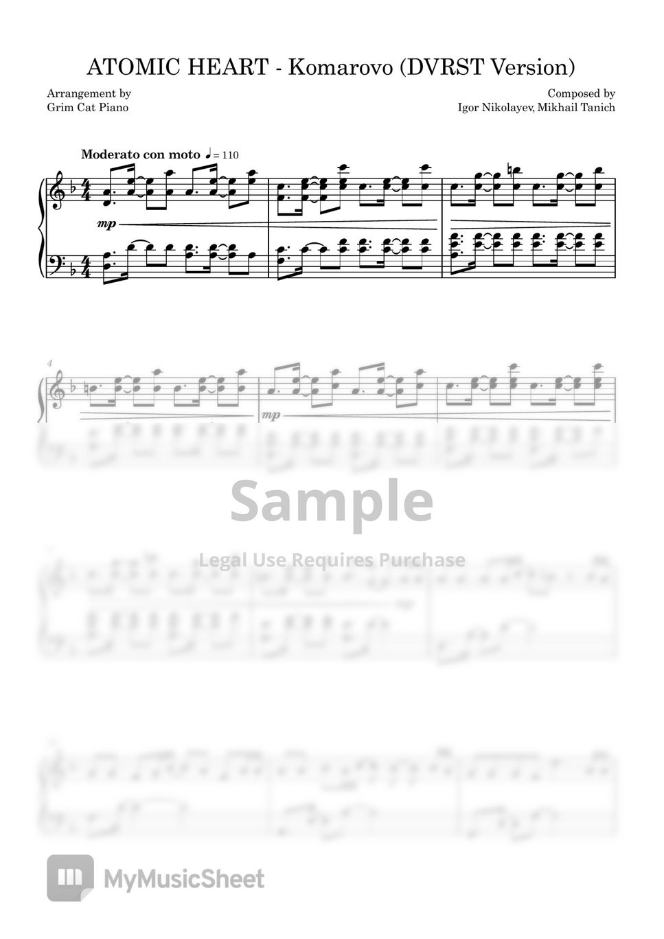 Atomic Heart (DVRST Remix) - Komarovo Sheets by Grim Cat Piano