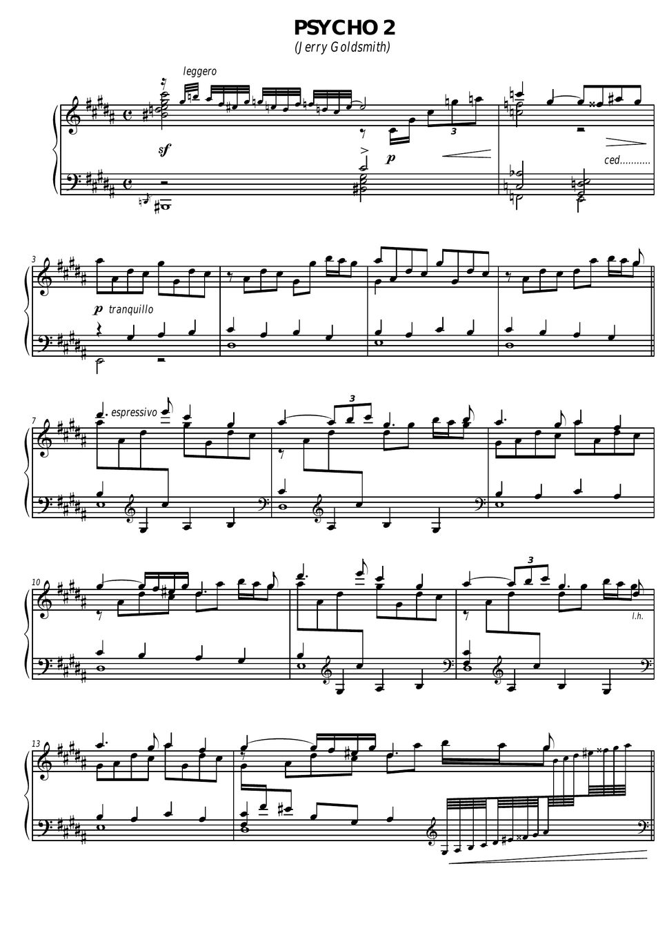 Psycho 2 (Jerry Goldsmith) Психо 2 Sheet
