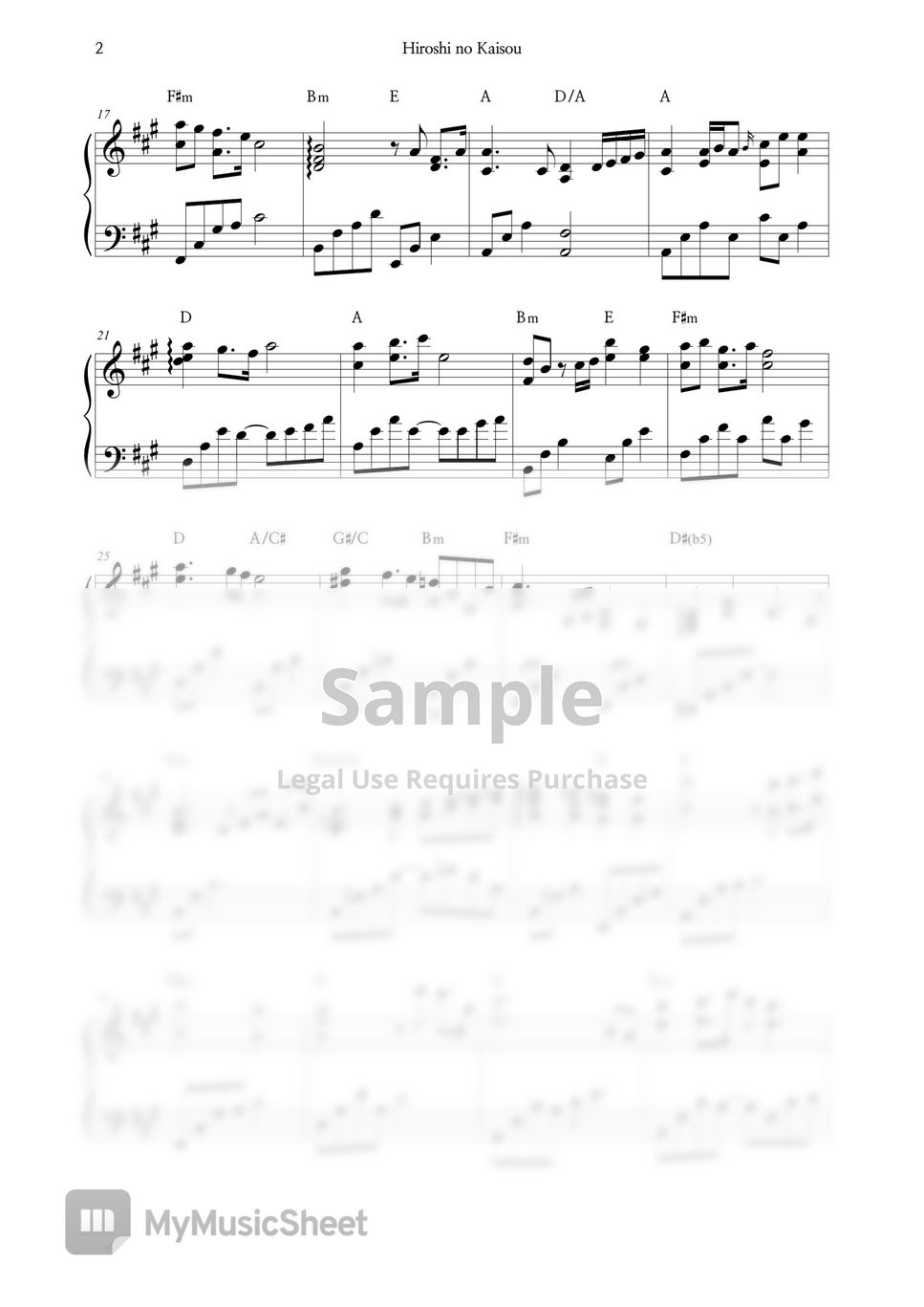 Shiro Hamaguchi - Hiroshi no Kaisou Sheet Music by Emotional_Shine