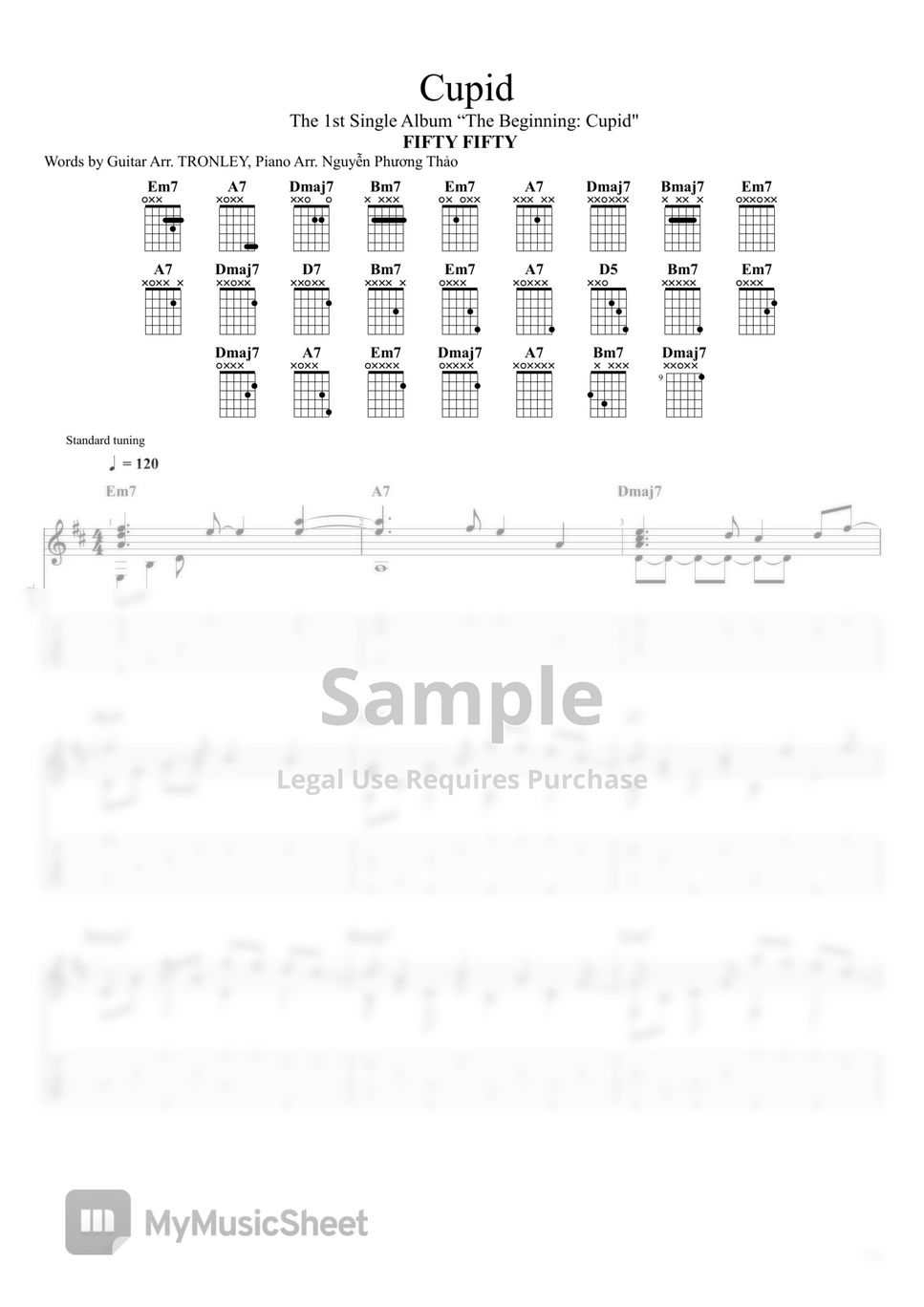 FIFTY FIFTY - CUPID Tab + 단선 악보 by TRONLEY