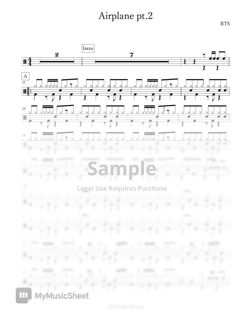 BTS - Airplane pt.2 Sheet Music by Arkadia Drums
