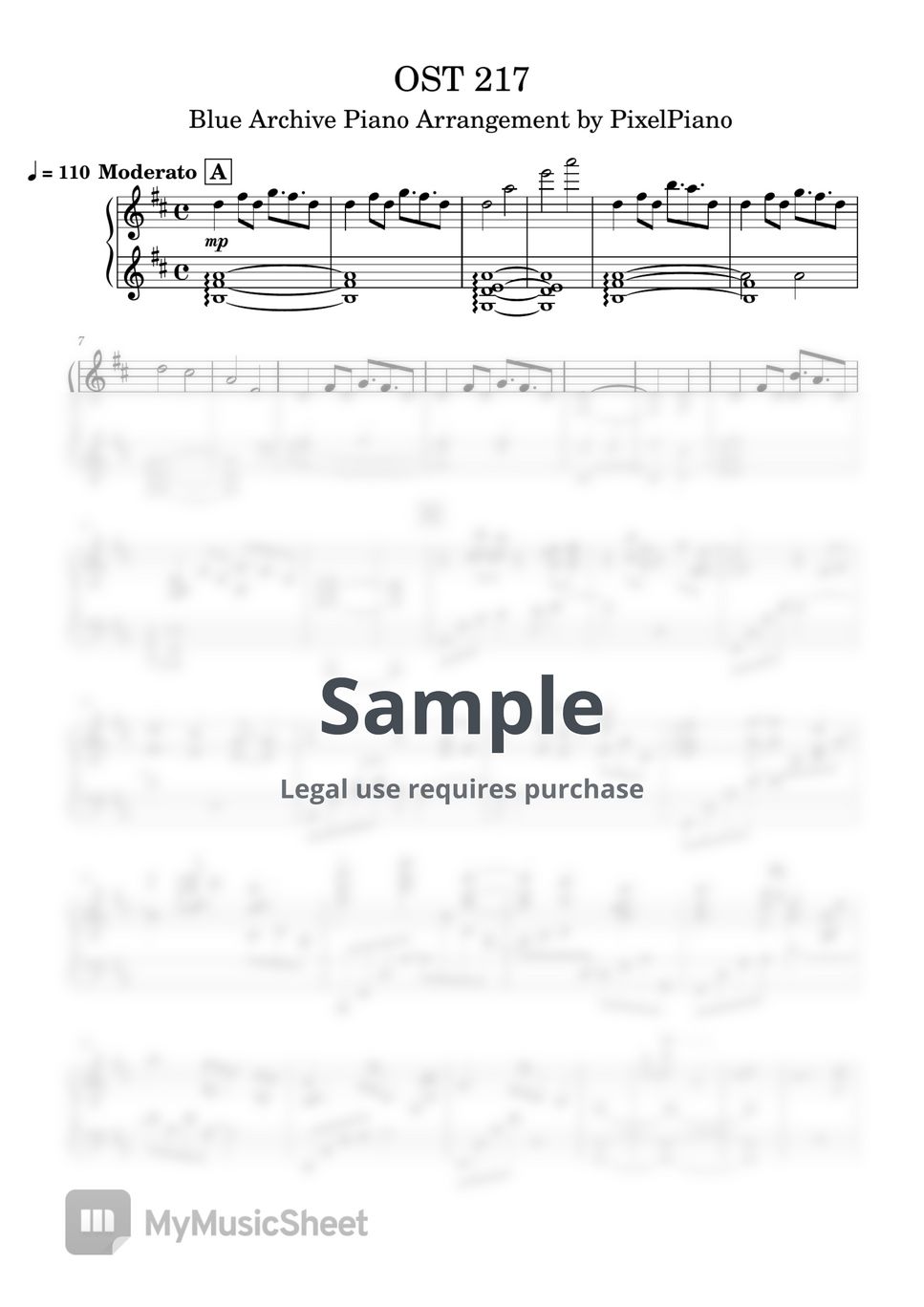 Blue Archive - OST 217 Sheet Music by PixelPiano