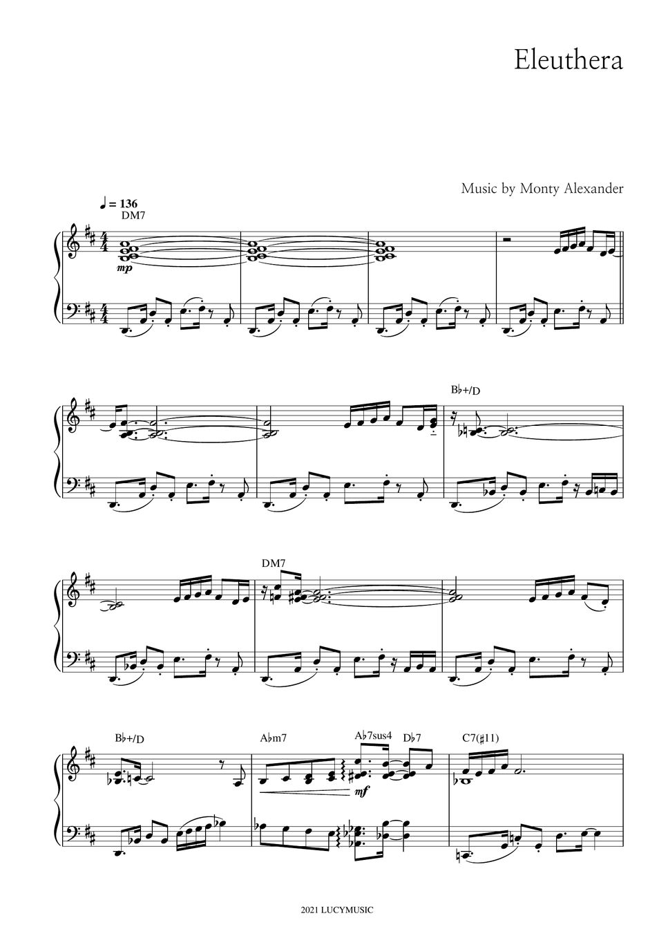 Monty Alexander - Eleuthera 악보 by Lucymusic