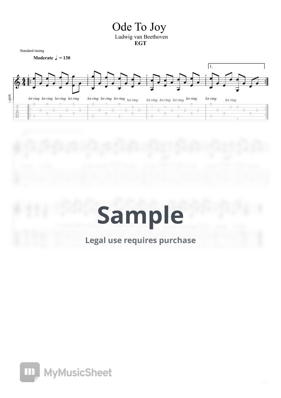 Ludwig van Beethoven - Ode To Joy Sheets by EGT