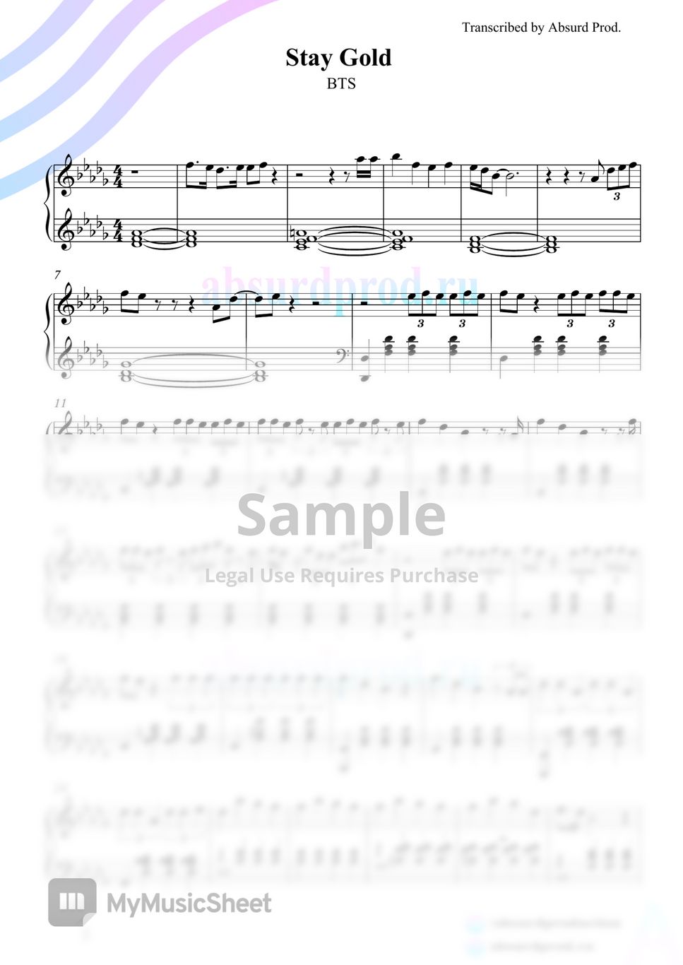 BTS - Stay Gold 악보 by Absurd Prod