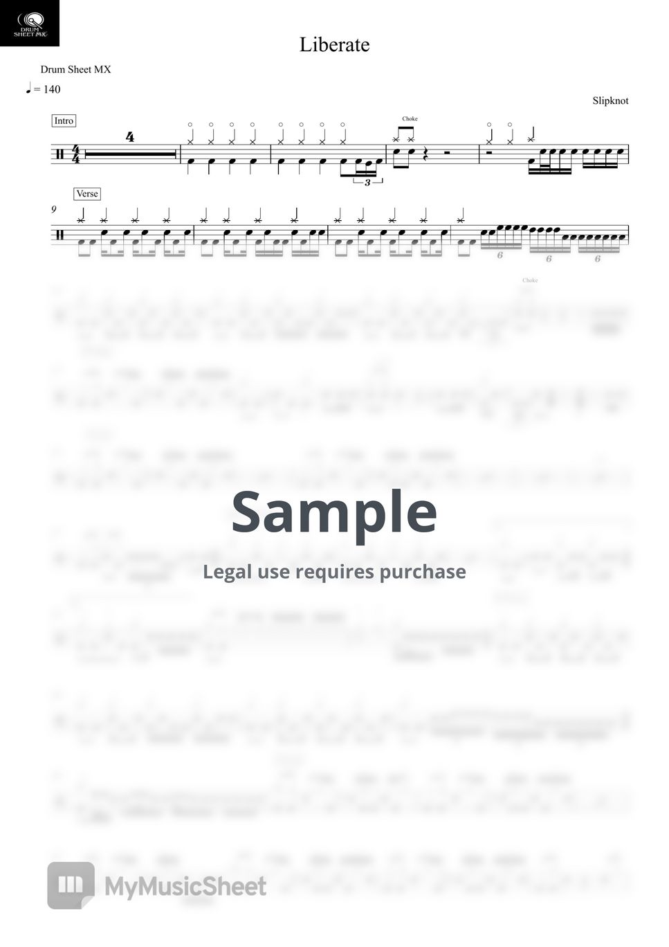Slipknot Liberate Sheets By Drum Sheet Mx
