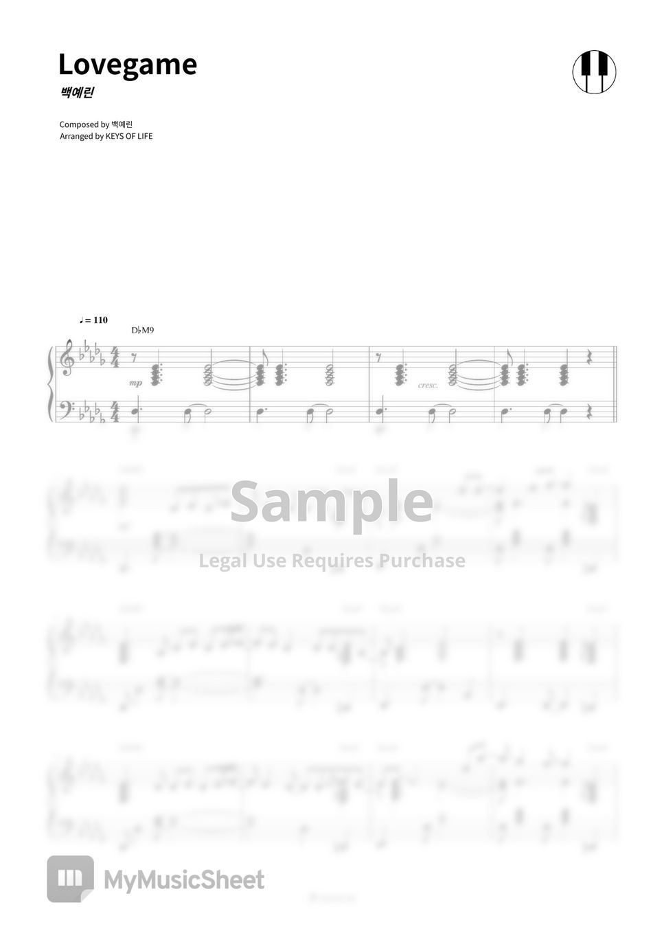 Yerin Baek - Lovegame Sheet Music
