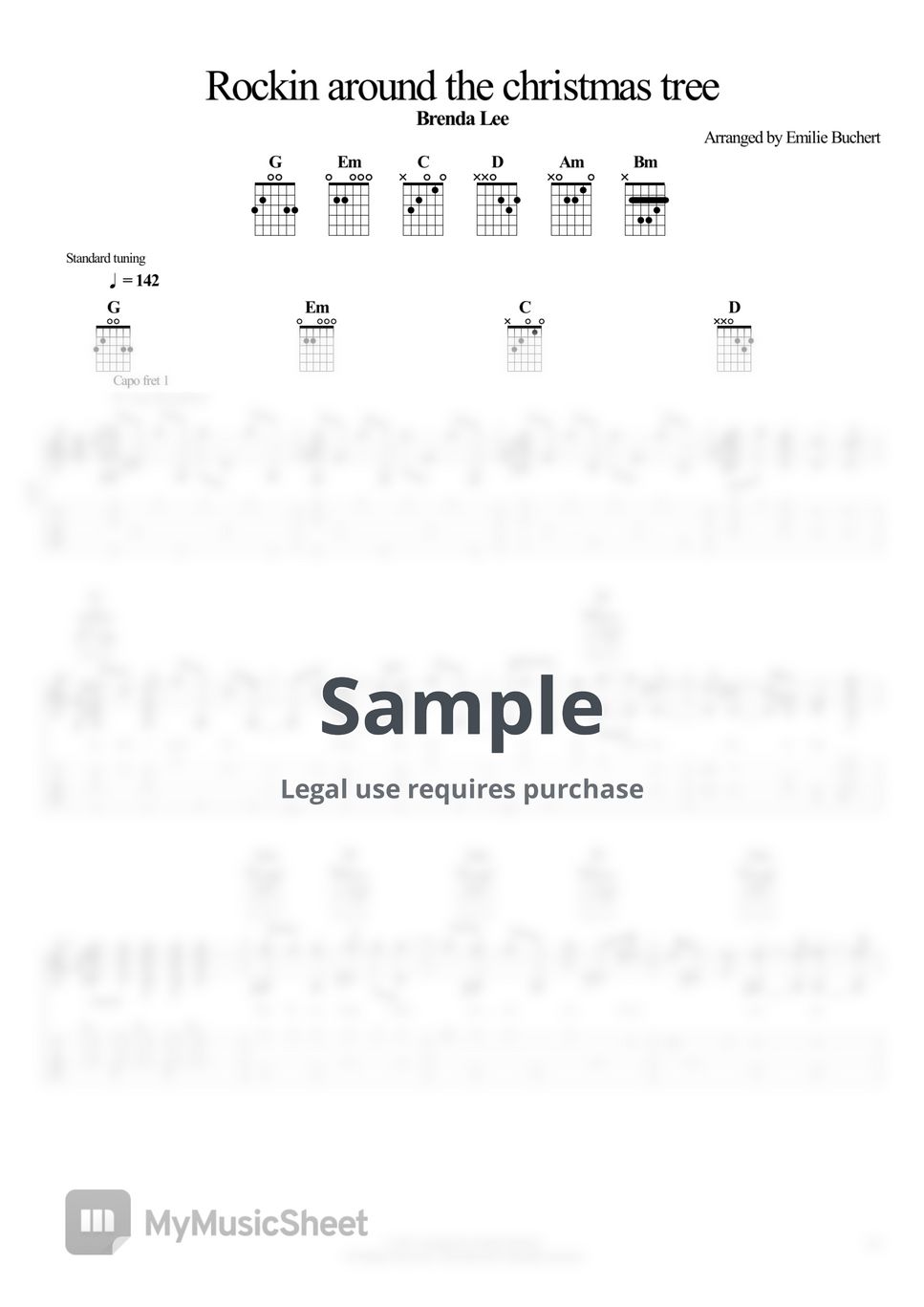 Rockin around the Christmas Tree Tab + 단선 악보 by Emilie Buchert