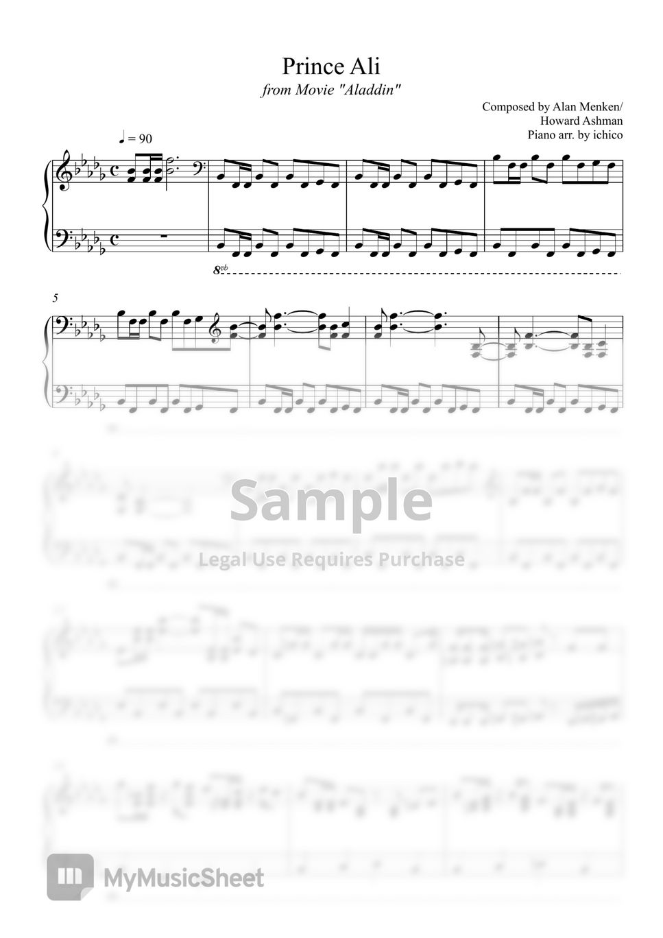Alan Menken - Prince Ali (迪士尼阿拉丁插曲) Sheets by ichico