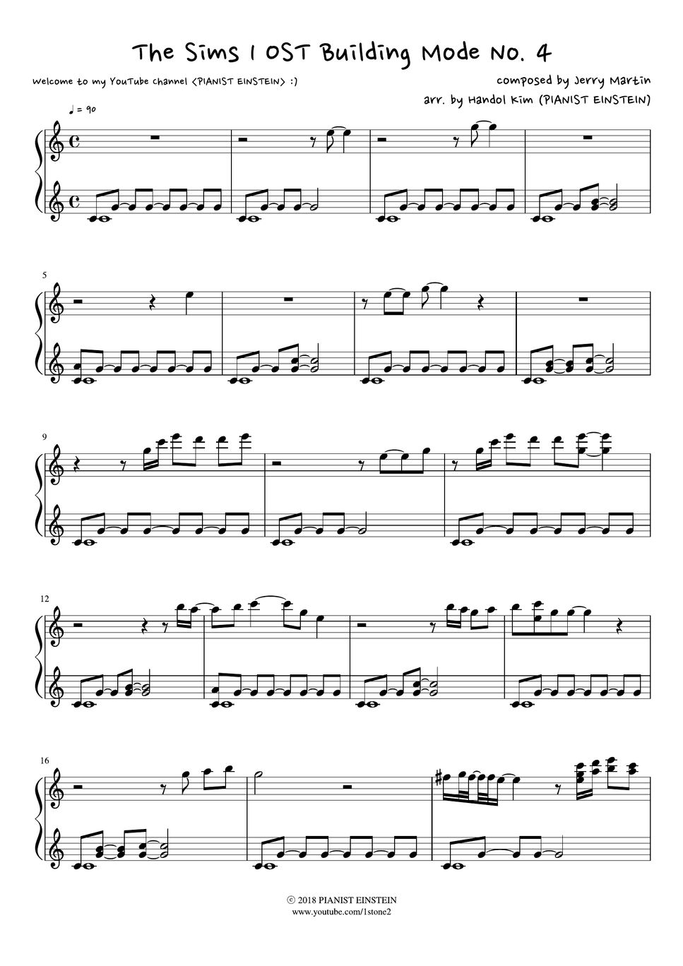 Sims 1 OST - Building Theme No. 4 (Building Mode) Sheet by PIANIST EINSTEIN
