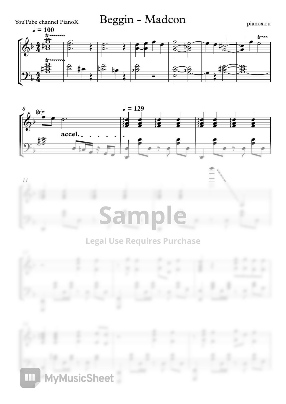 Maneskin - Beggin Sheet Music by PianoX