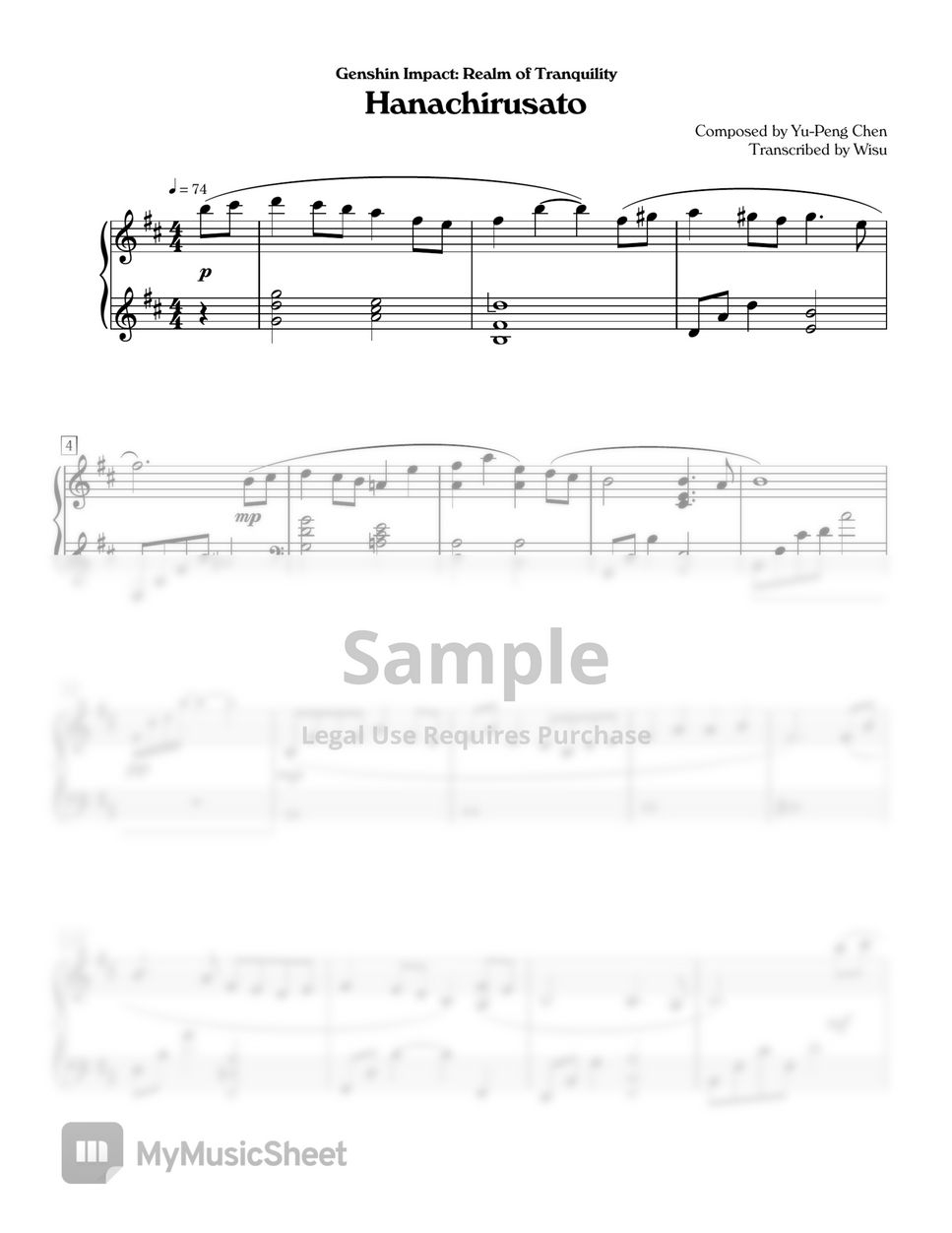 Genshin Impact - 华散之缘 Hanachirusato Sheet by Wisu