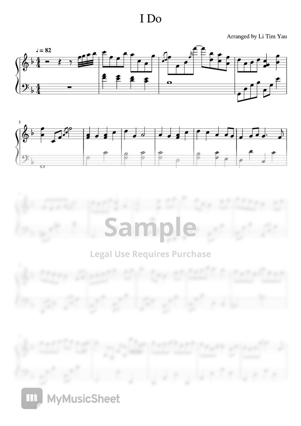 方皓玟 - I Do (Piano Cover) 악보 by Li Tim Yau