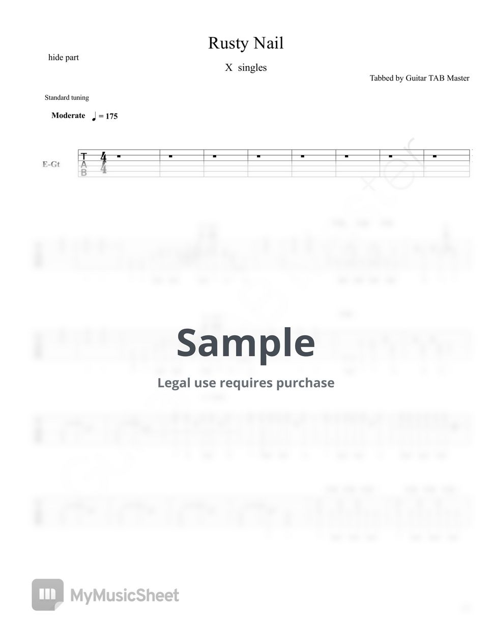 X japan - Rusty nail Sheets by Guitar TAB Master