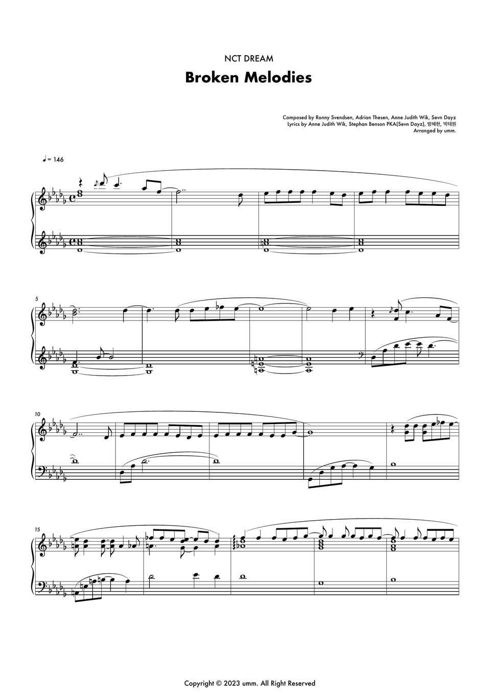NCT DREAM - Broken Melodies Sheet Music by umm.