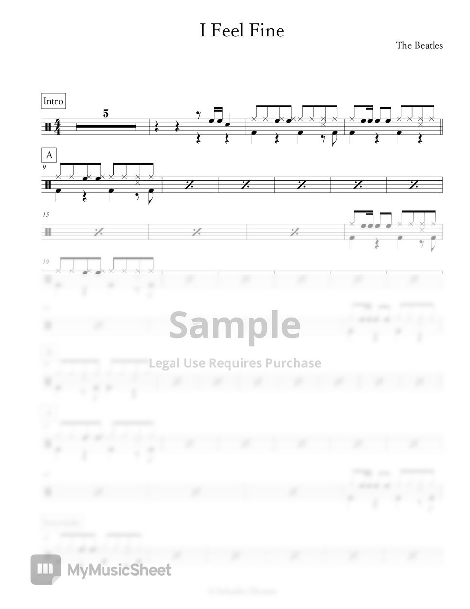 The Beatles - I Feel Fine 악보 by Arkadia Drums