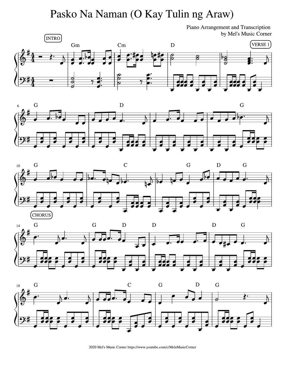 Felipe Padilla de Leon - Pasko Na Naman O Kay Tulin ng Araw (piano sheet music) Sheets by Mel's ...