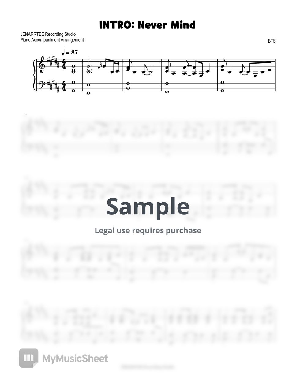 BTS - INTRO: Never Mind แผ่น by JENARRTEE Recording Studio