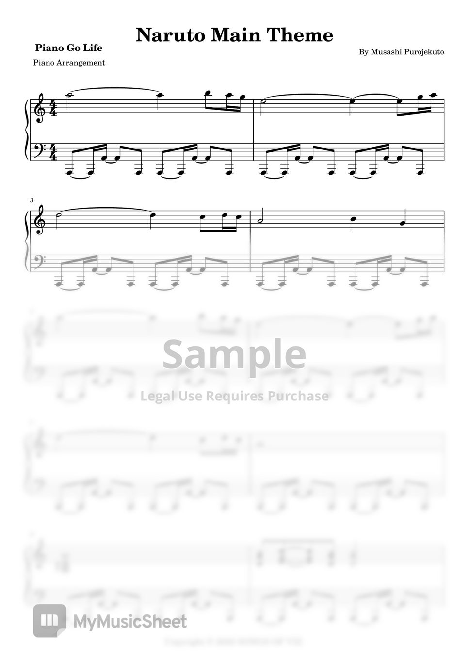 Main Theme - Naruto Sheets by Piano Go Life