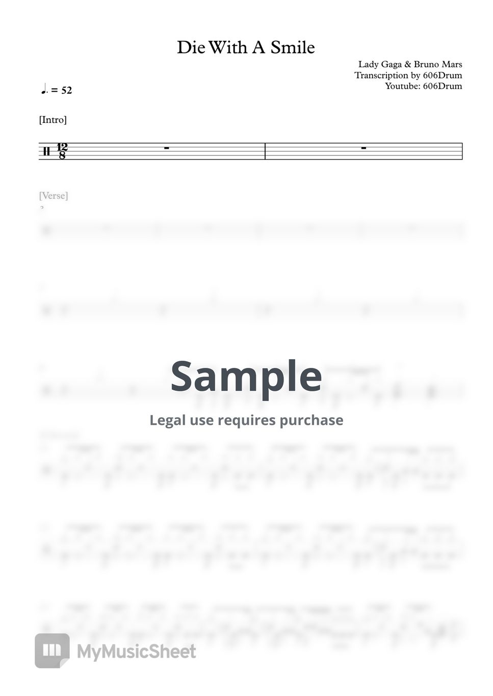Lady Gaga & Bruno Mars - Die With A Smile Sheets by 606Drum