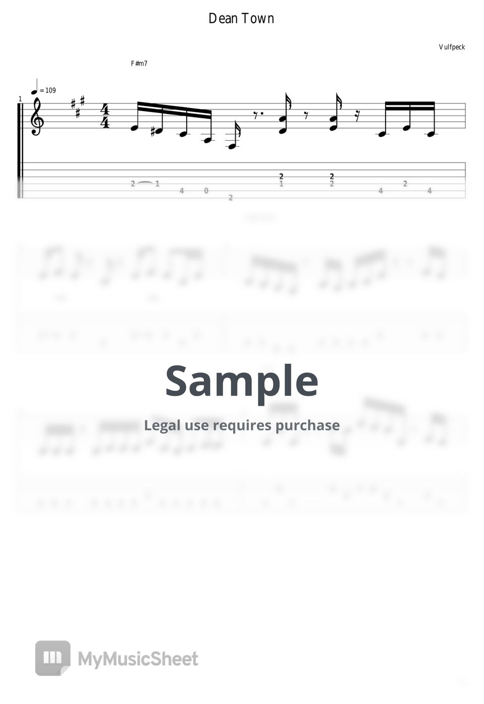 Vulfpeck - Dean Town TAB+1 Staff by guitar cover with tab